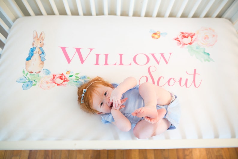 Crib Sheets Personalized Peter Rabbit Girl Nursery Bedding | Etsy