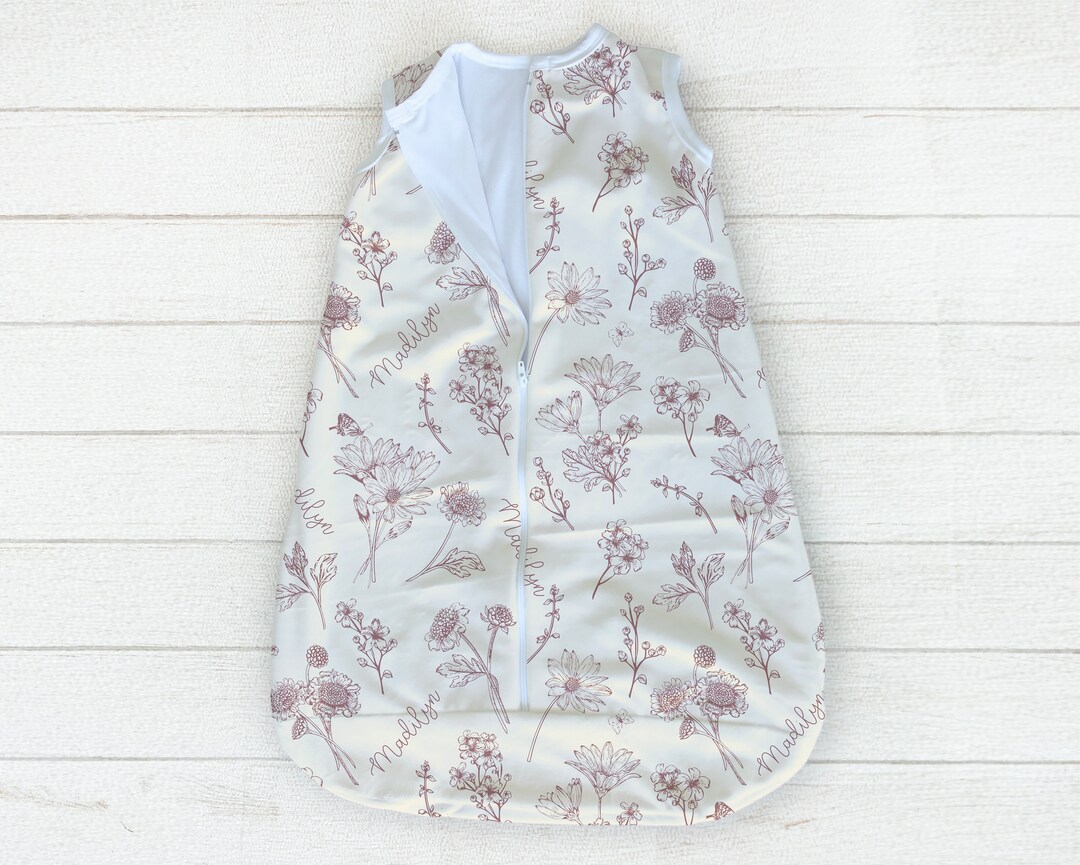 Sleep Sack for Baby Girl, Pink Floral Sleeper With Baby's Name, Safe ...