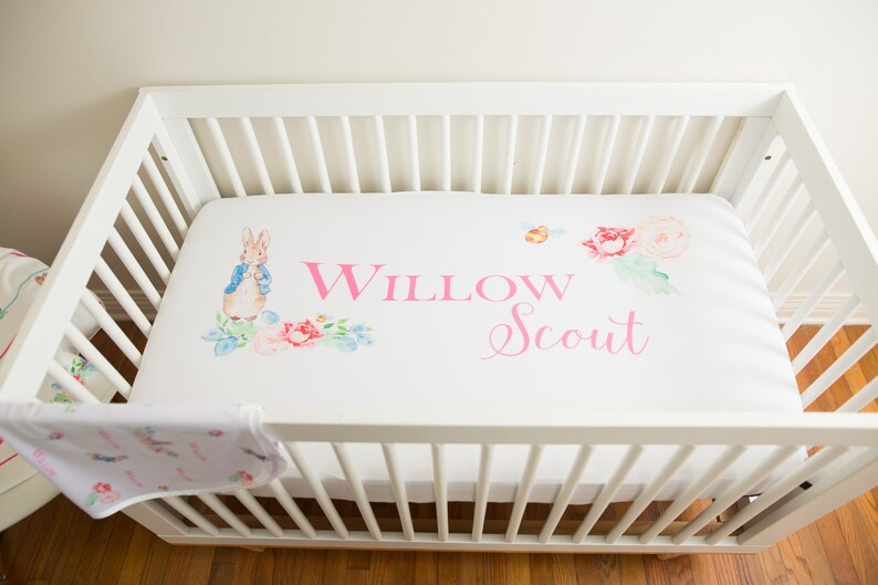 Crib Sheets Personalized Peter Rabbit Girl Nursery Bedding | Etsy