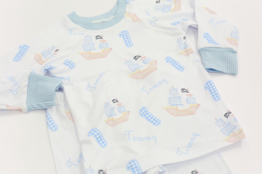 Pajamas for Birthday Boy Personalized Gift for Boy Coquette Light Blue ...