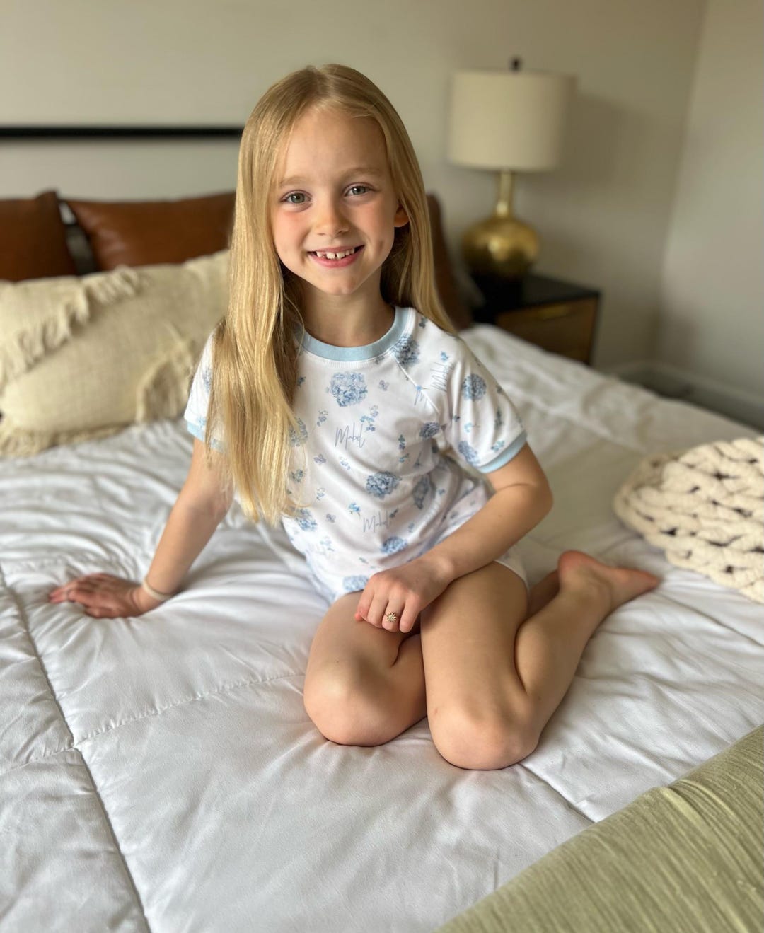Personalized Girls Pajamas: Blue Hydrangea Flower Girl Gift - Etsy