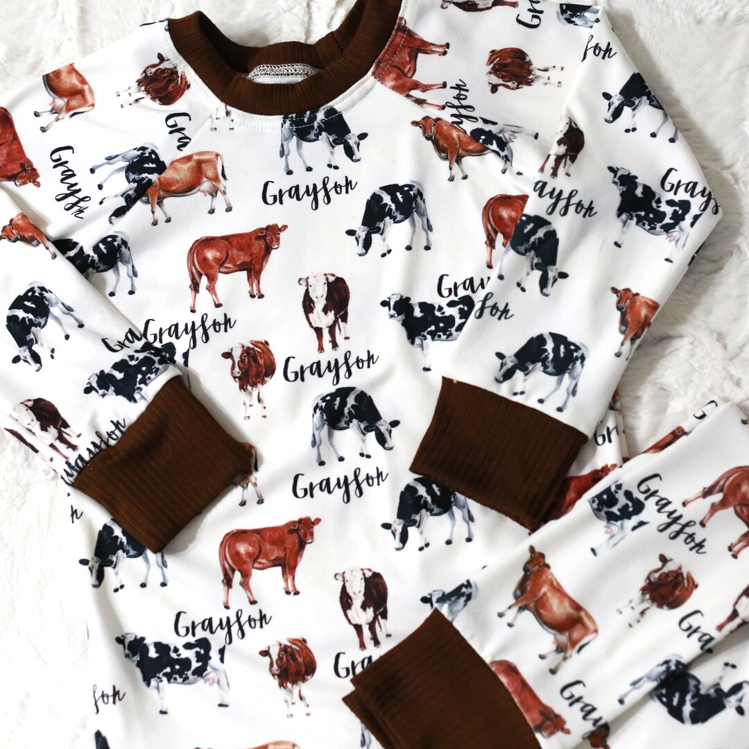 Cow Print Pajamas: Personalized Kids Sleepwear (long or Short Sleeve ...