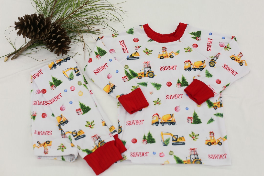 Christmas Holiday Pajamas for Kids - Construction Vehicles- Gift for ...