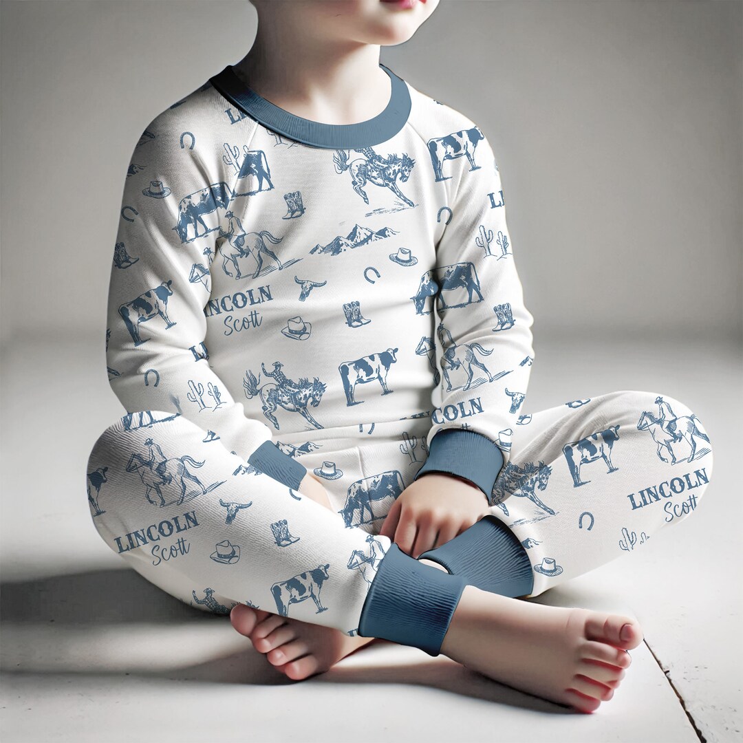 Personalized Cowboy Pajamas for Boys: Soft Knit Western Pjs - Etsy