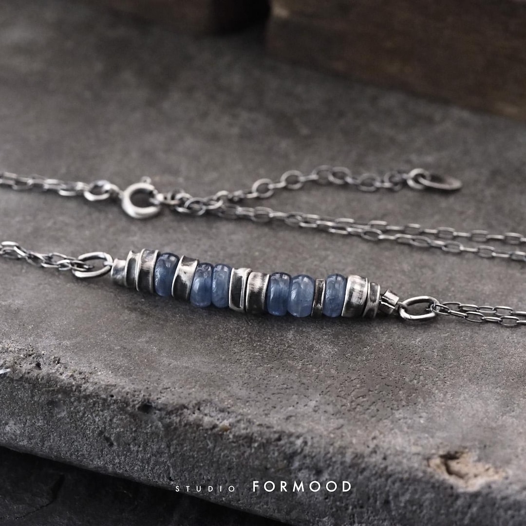 Oxidized Sterling Silver and Blue Kyanite Necklace, Everyday Jewelry ...