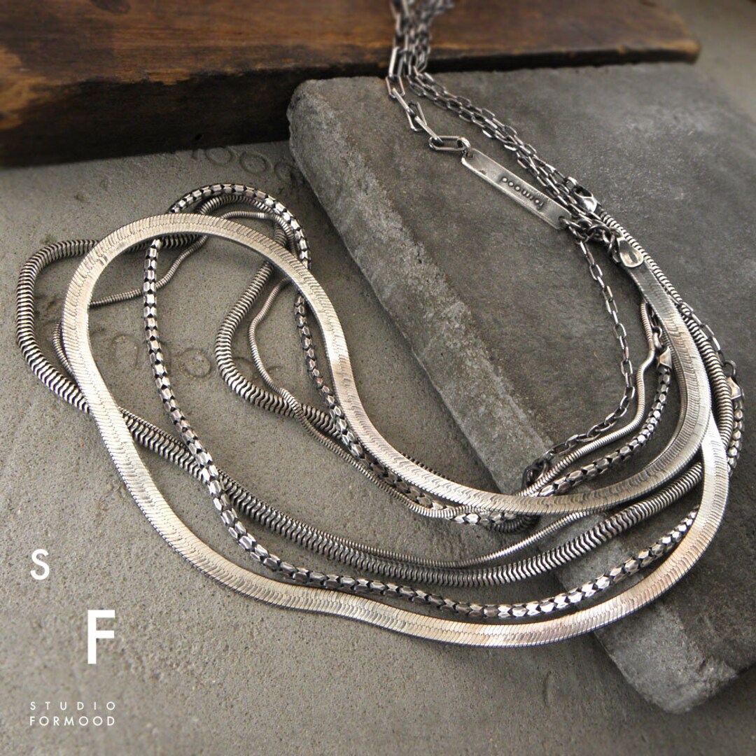 Oxidized Sterling Silver Layered Necklace: Handmade Chain - Etsy