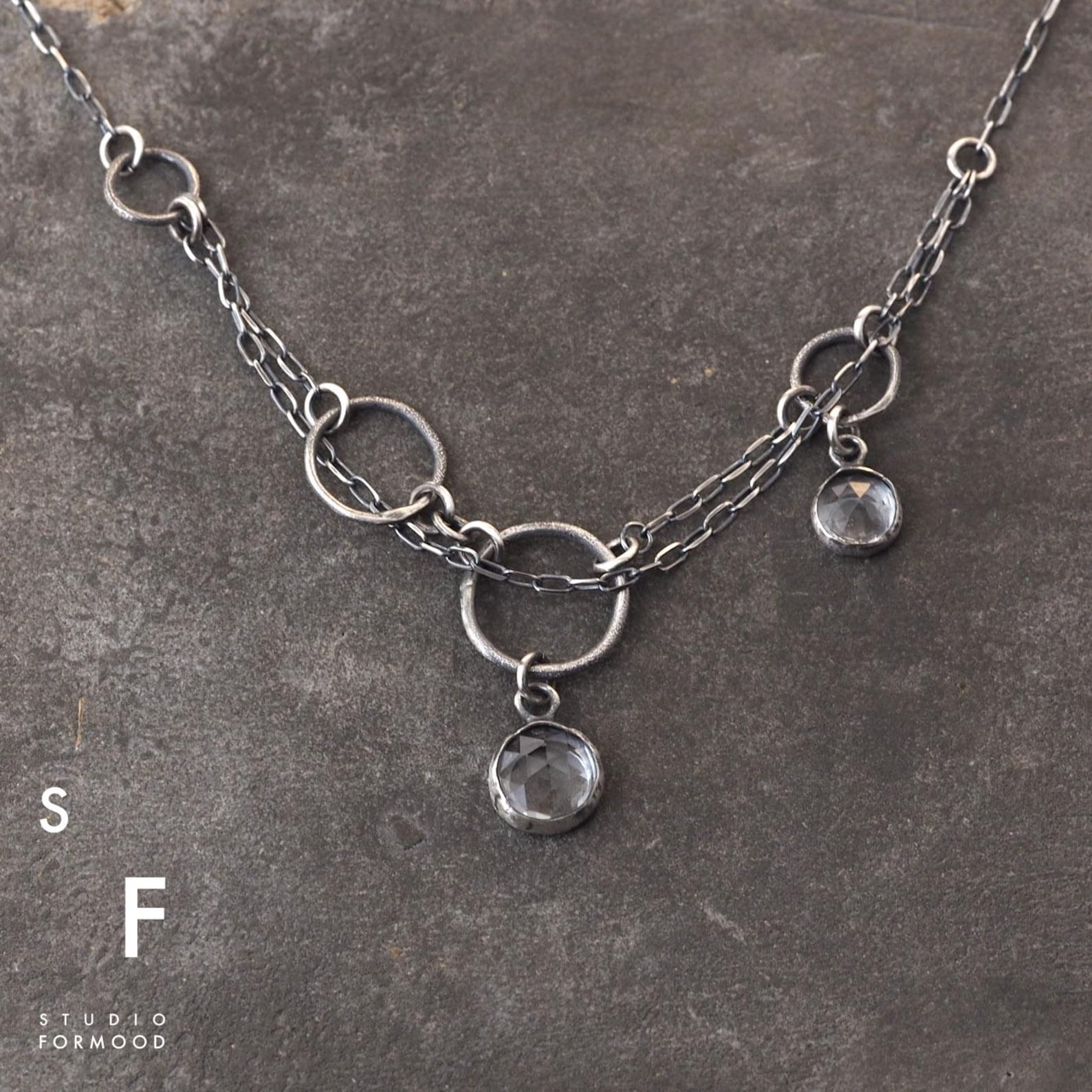 Oxidized Sterling Silver Crystal Quartz Necklace: Delicate Artisan ...