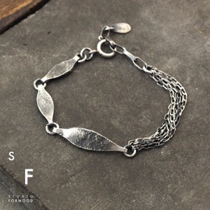 Oxidized Sterling Silver & Leather Bracelet Set - Handmade - Etsy