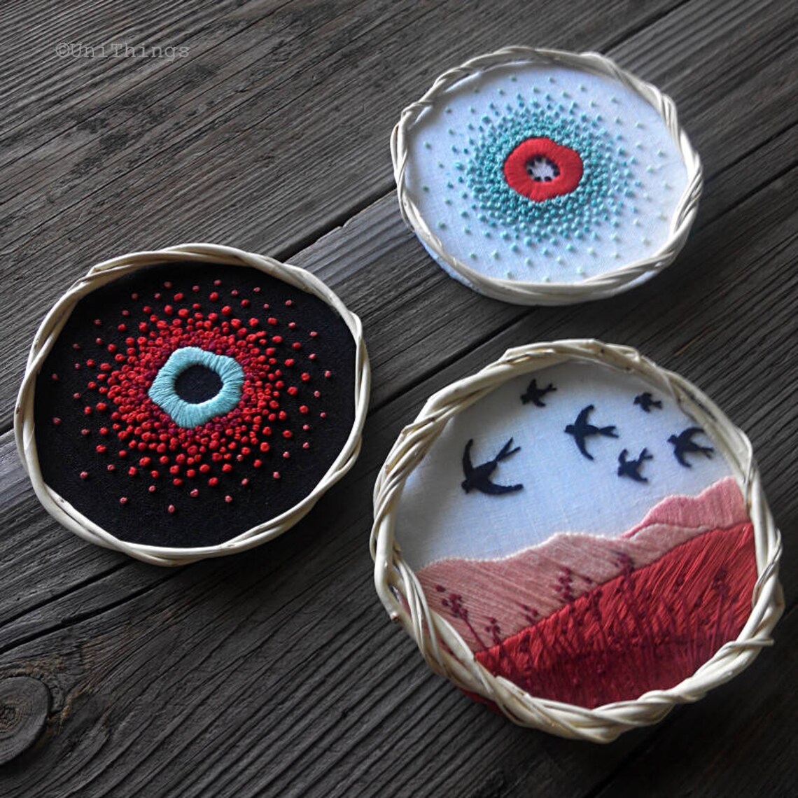Embroidery hoop wall art Red poppy art Modern embroidery hoop | Etsy