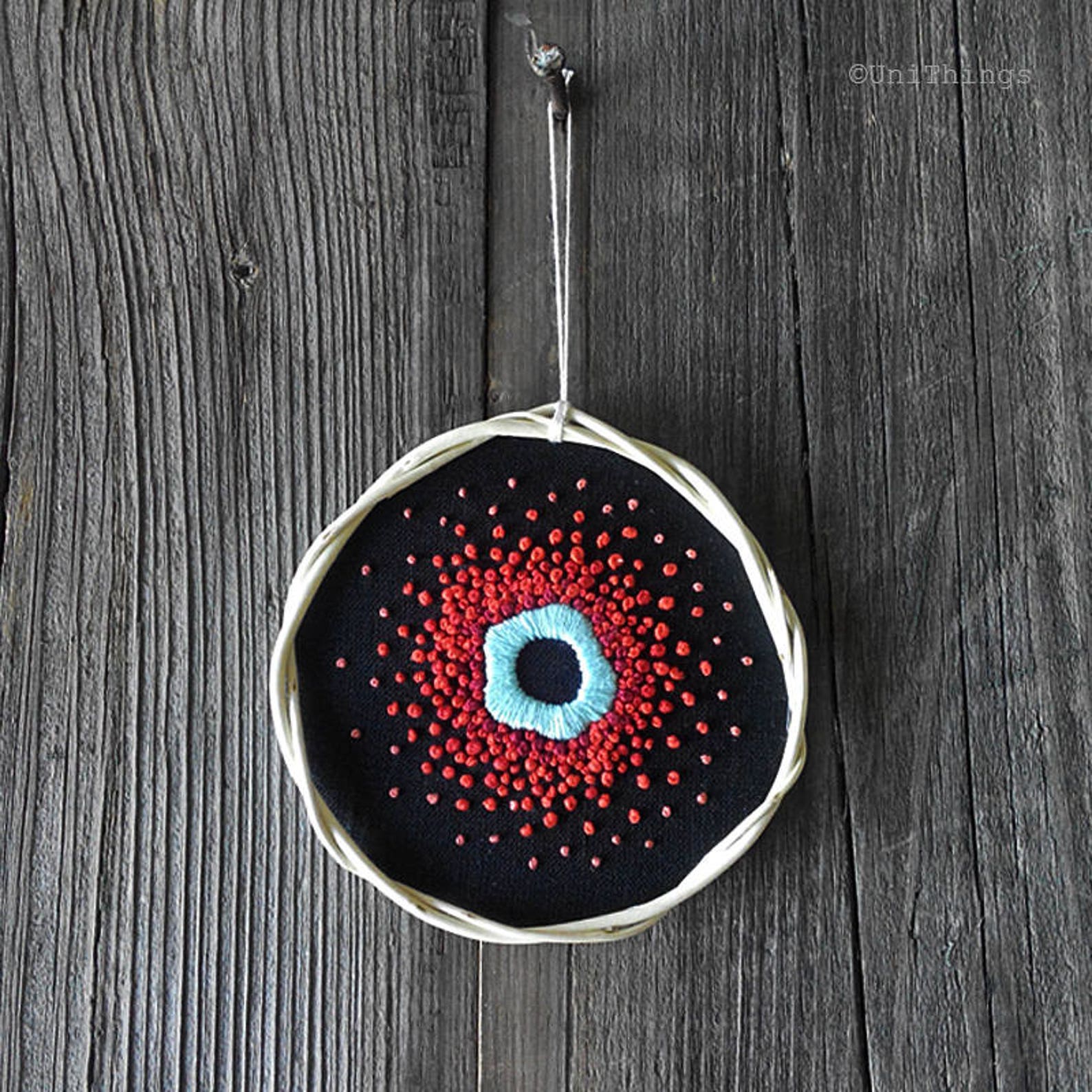 Embroidery hoop wall art Red poppy art Modern embroidery hoop | Etsy