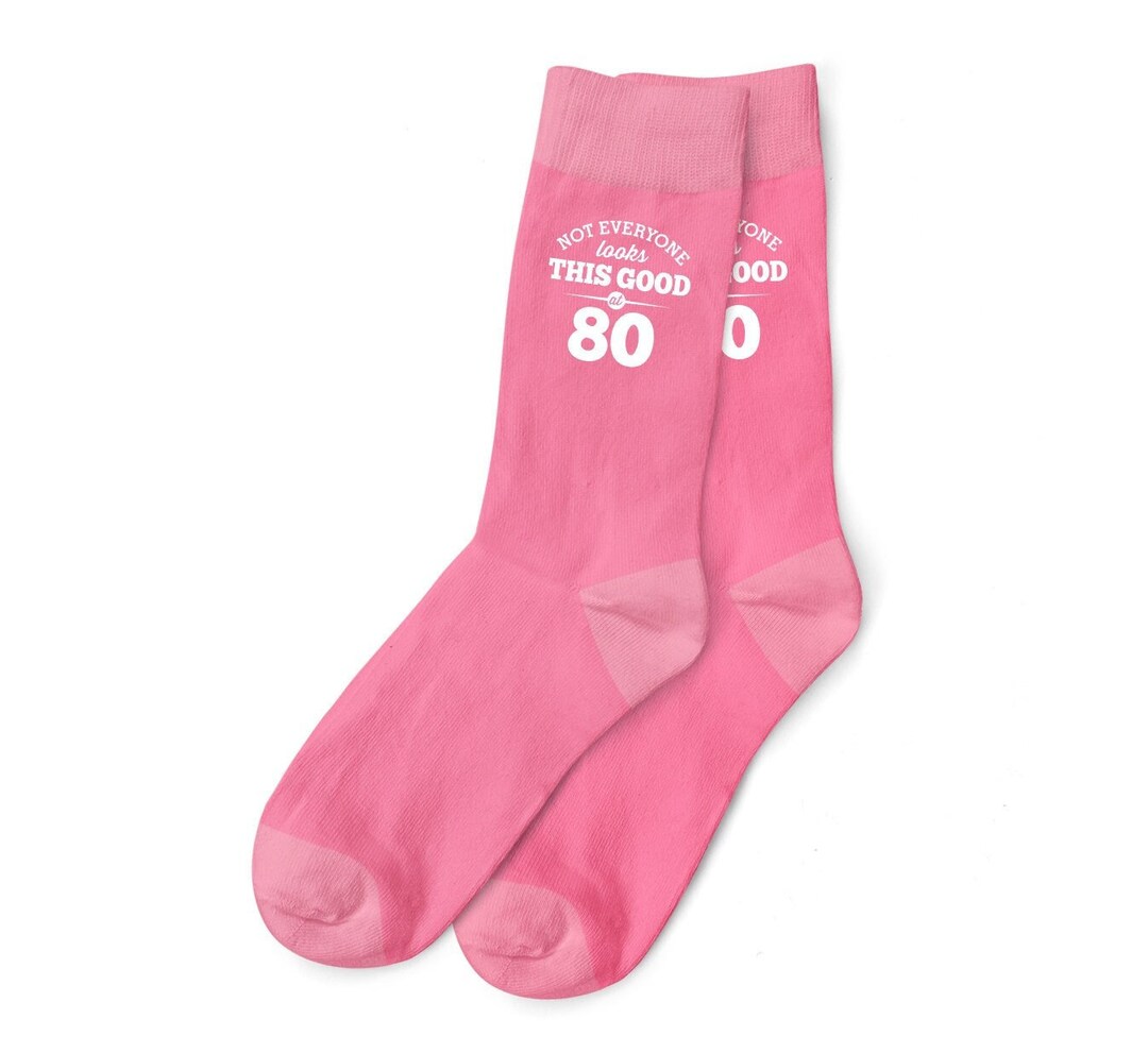 80th Birthday Pink Socks Gift for Women Ladies Present Keepsake Idea ...