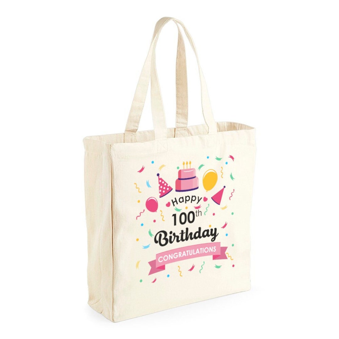 100th Birthday, 100th Birthday Idea, 100th Birthday Bag, Tote, Shopping ...