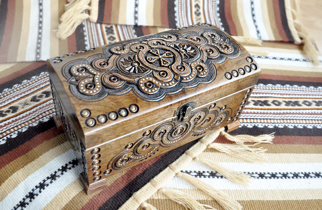 Ukrainian Handmade Wooden Box "cross", Jewelry Box - Hand-carved Wood ...
