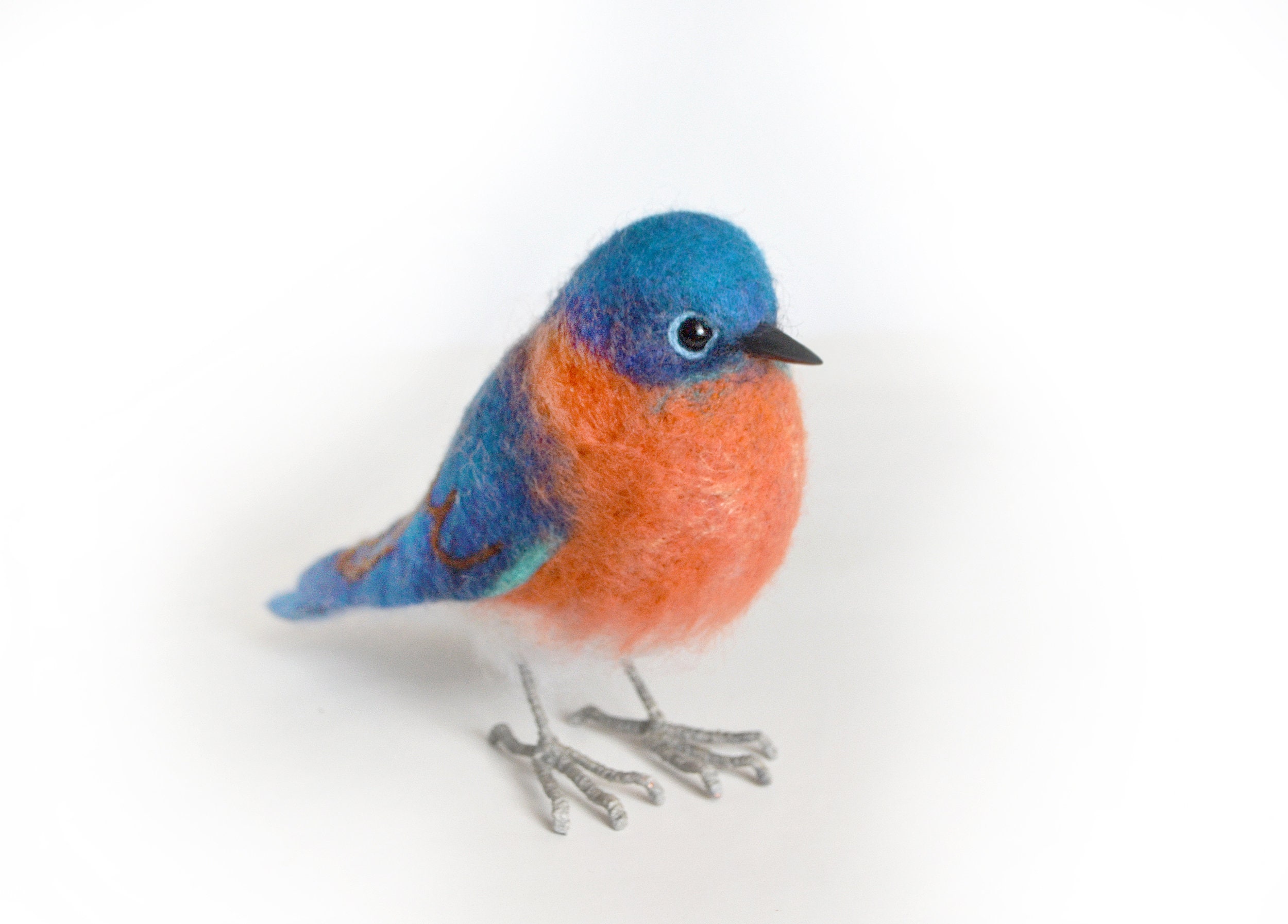 The Eastern Bluebird Felt bird's doll male figure of | Etsy