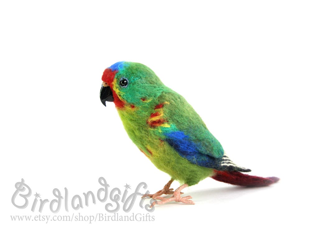 Felt Swift Parrot Sculpture: Realistic Bird Figurine, Ornithologist ...