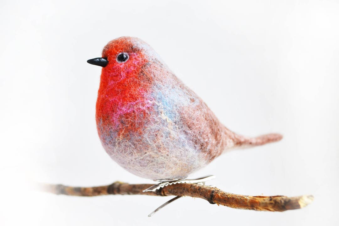 Xmas Tree Decor - the Tender Felt European Robin Figurine - European ...