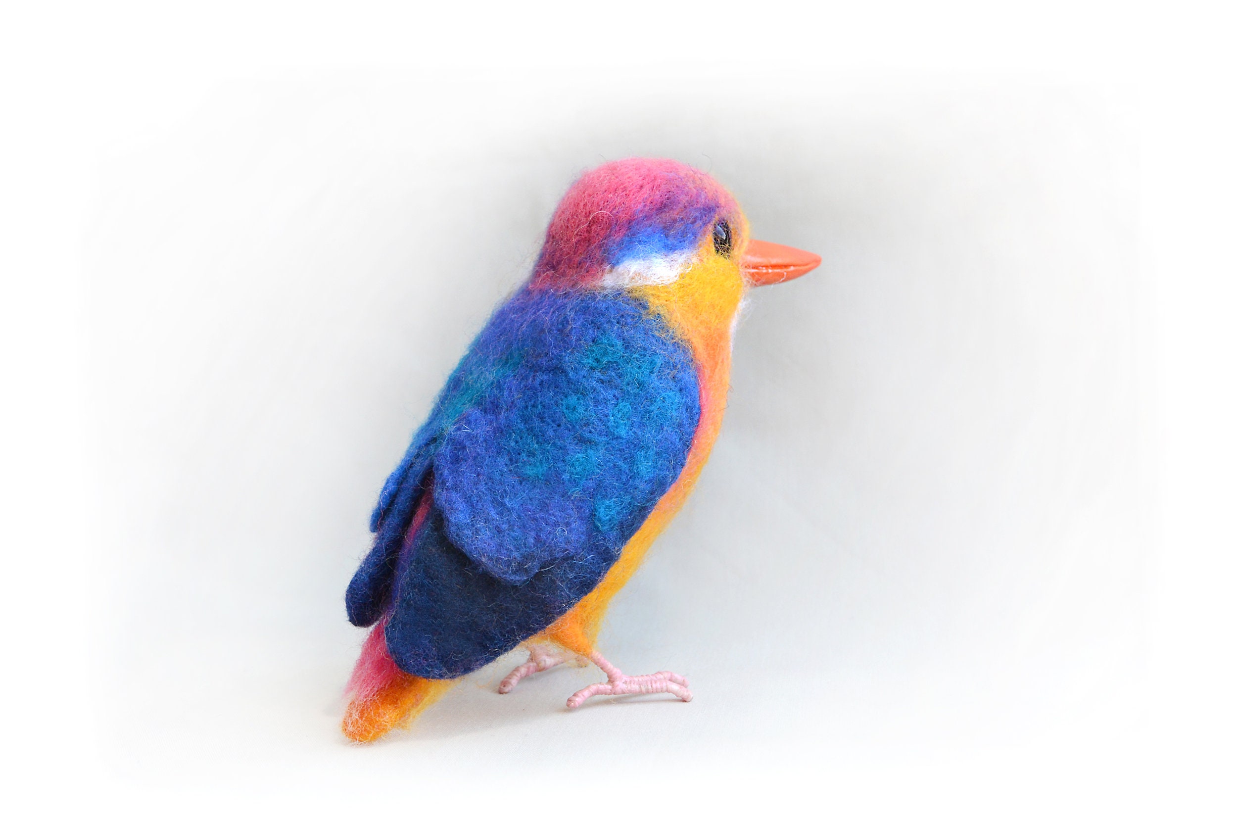 The Felt Bird-oriental Dwarf Kingfisher-handmade Naturalistic Bright ...