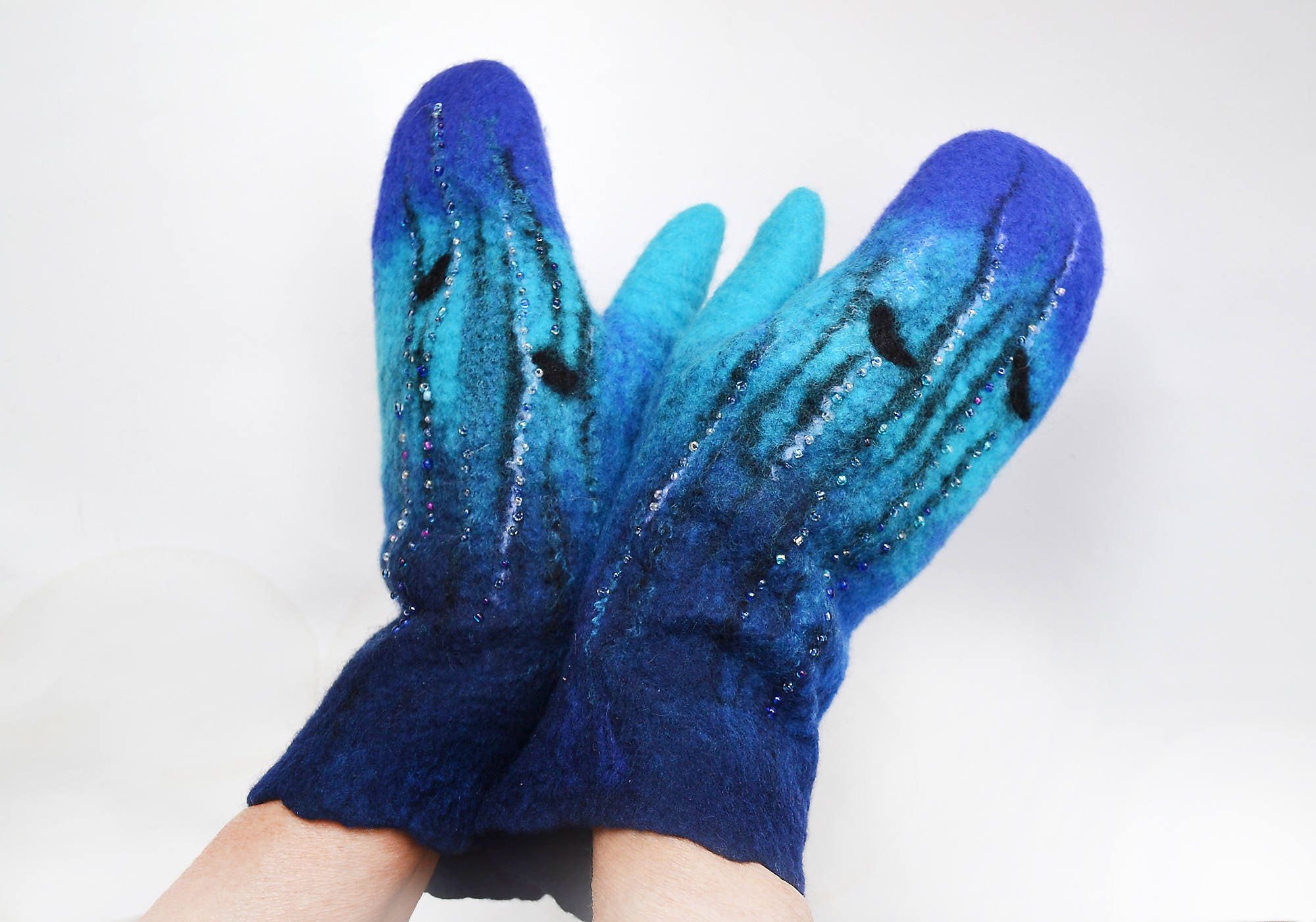 Felt Arm Warmers Felted Wool Winter Gloves Woolen Wrist Warmers Wool ...