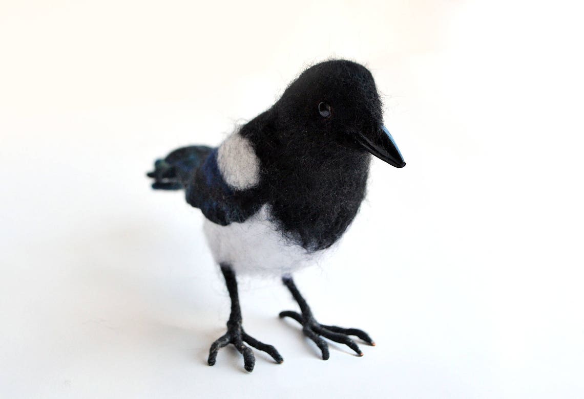 Eurasian Magpie - 1/2 Scale Felted Naturalistic Doll - Etsy