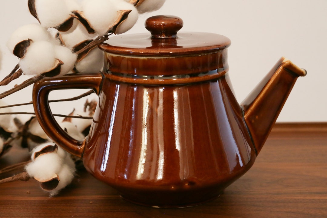 French Vintage Brown Ceramic Tea Pot - Etsy