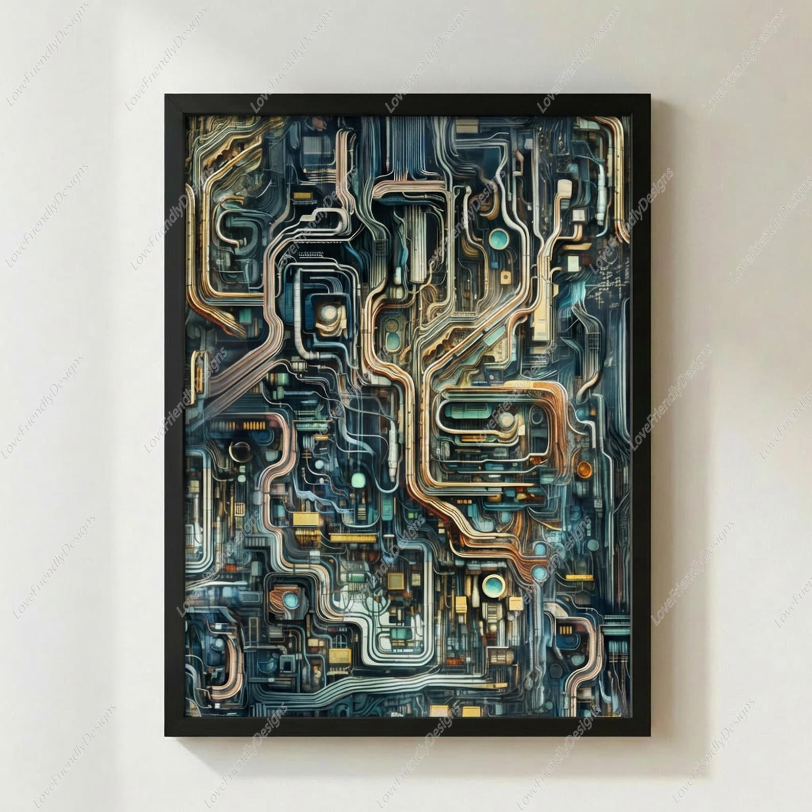 Vintage Circuit Board Art | Retro Technology Print P1 | Abstract Tech ...