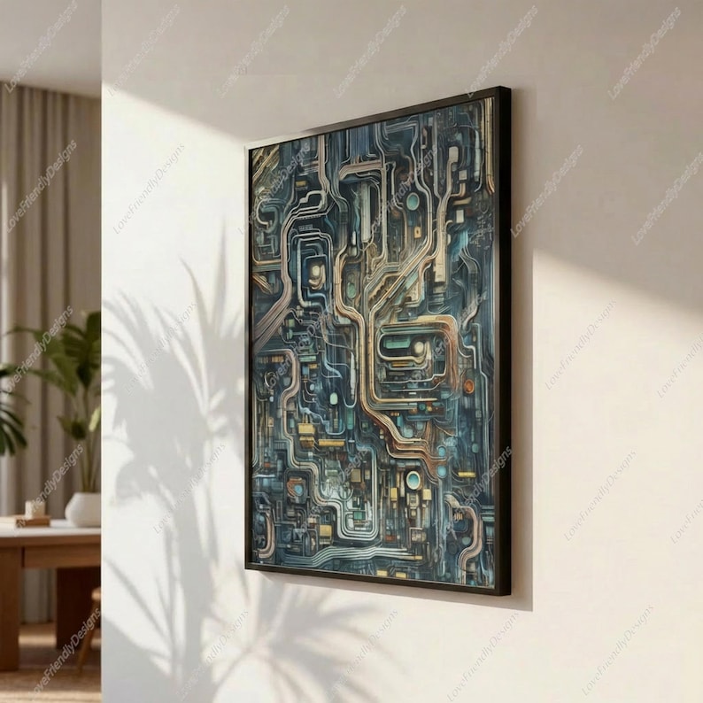 Vintage Circuit Board Art | Retro Technology Print P1 | Abstract Tech ...