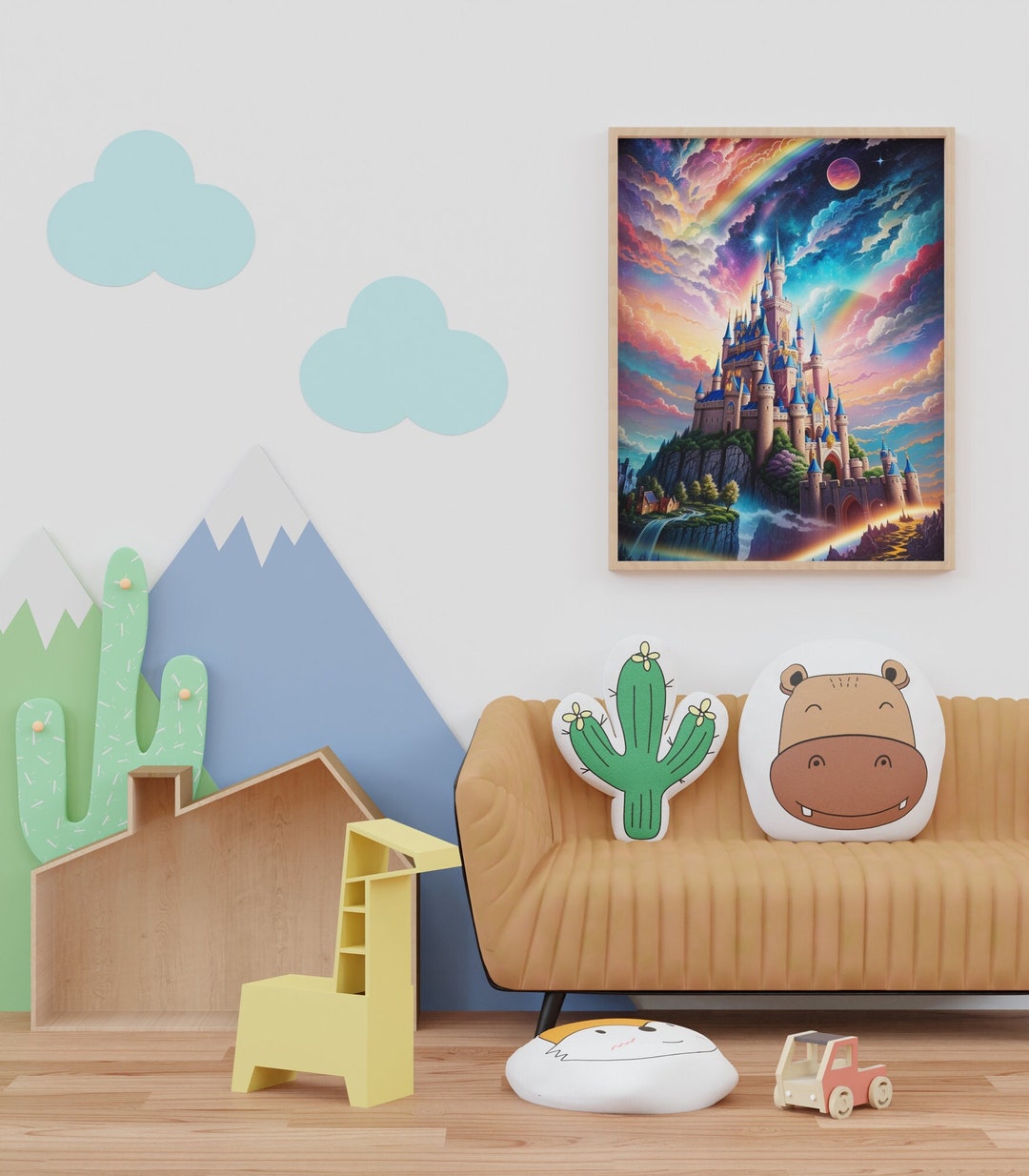 Enchanted Realm Castle Print, Mystical Fantasy Landscape Poster, Castle ...