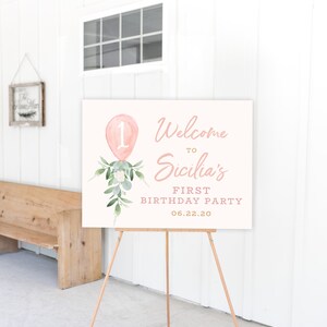 Balloon Welcome Sign, Blush Pink Greenery, Eucalyptus, Digital, PDF ...
