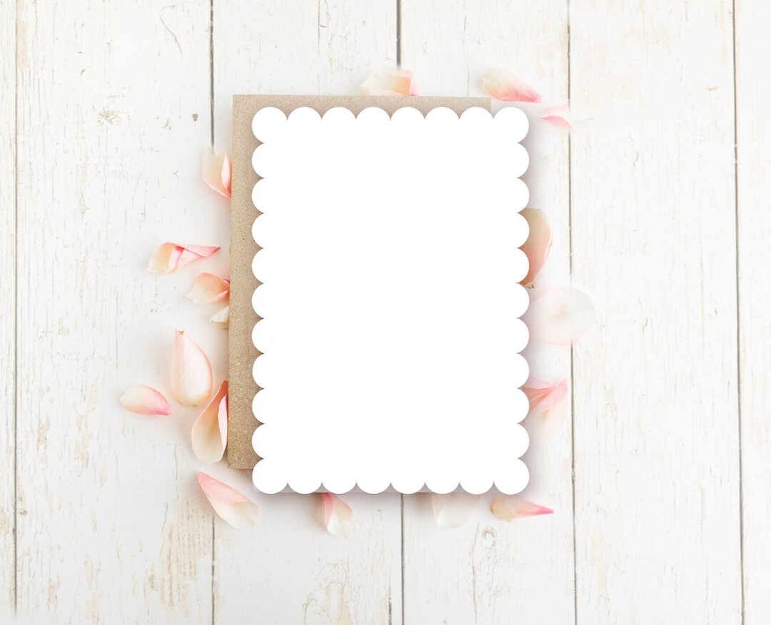 Scalloped Edge Cardstock • 5x7 • 110# Matte Bright White • Smooth ...