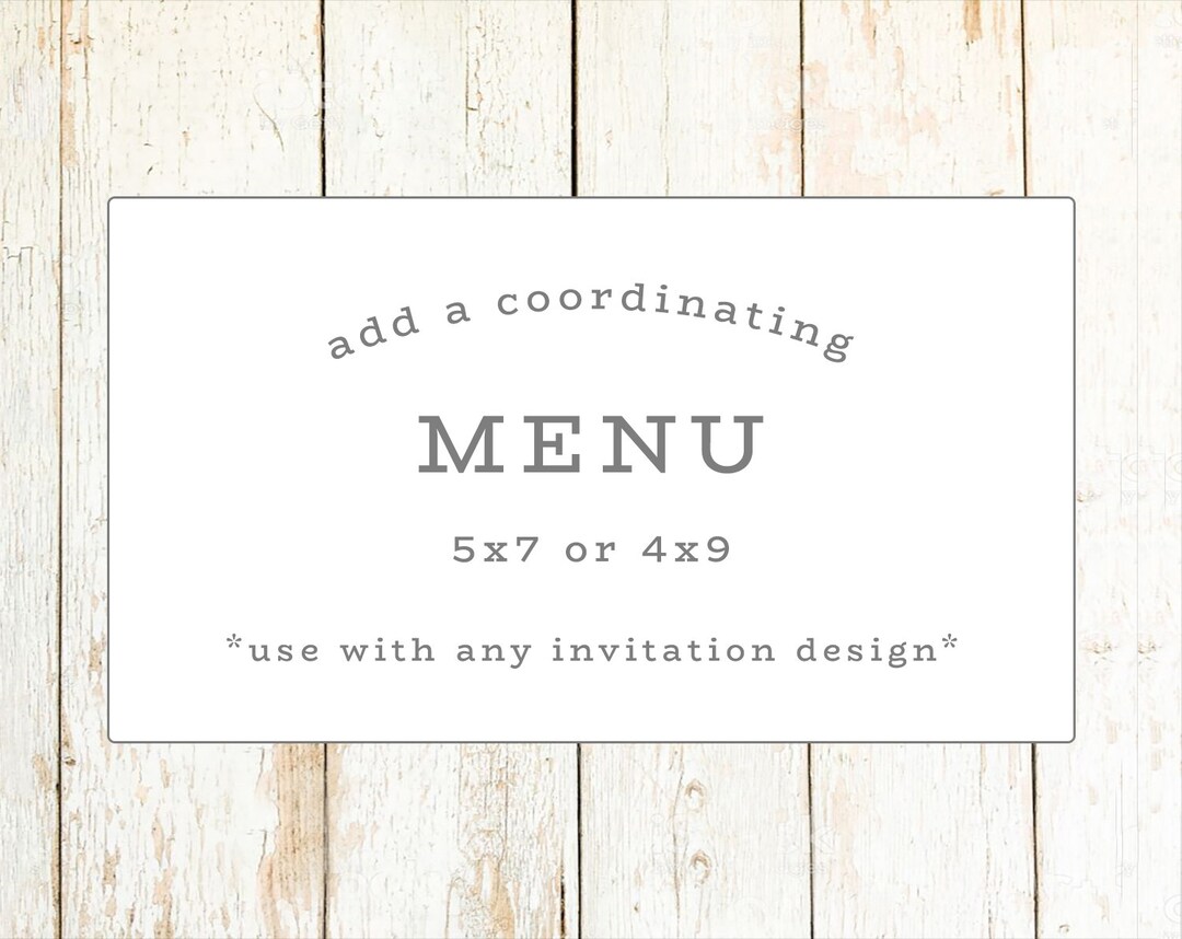 Menu, Printable or Printed, 5x7 - Etsy