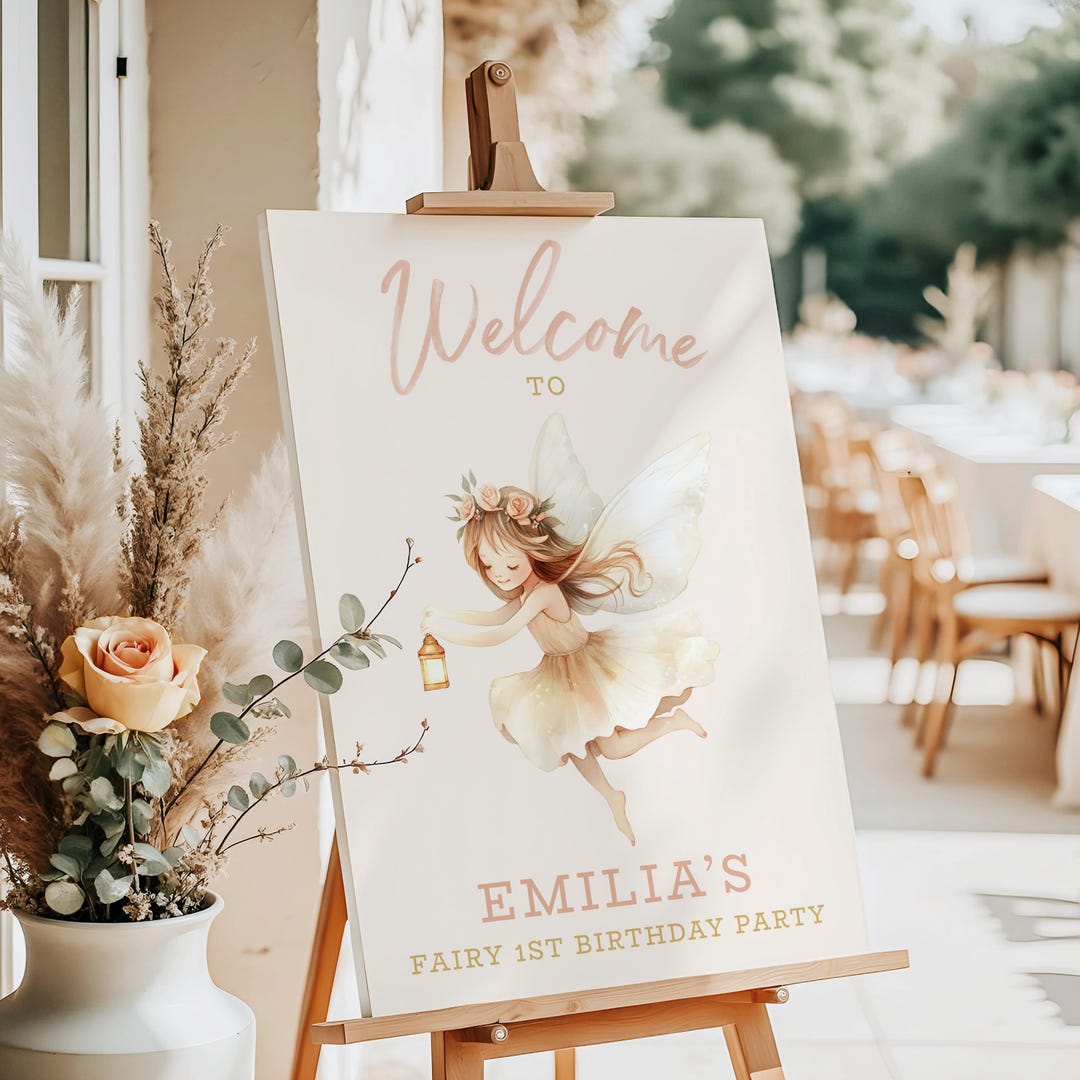 Woodland Fairy With Lantern Welcome Sign Girl • Boho Color Scheme ...