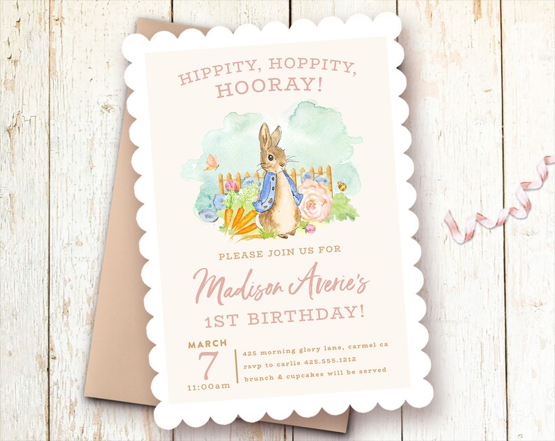 Peter Rabbit Birthday Invitations Beatrix Potter Invitation | Etsy