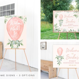 Balloon Welcome Sign, Blush Pink Greenery, Eucalyptus, Digital, PDF ...