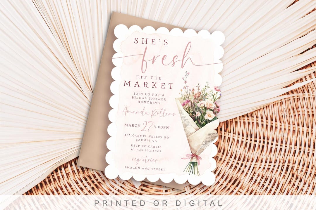 Fresh off the Market Bridal Shower Invitations, Brunch, Lunch, Modern ...