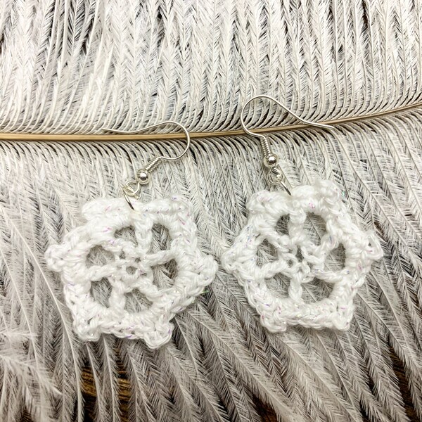 Crochet Snowflake Earrings - Etsy