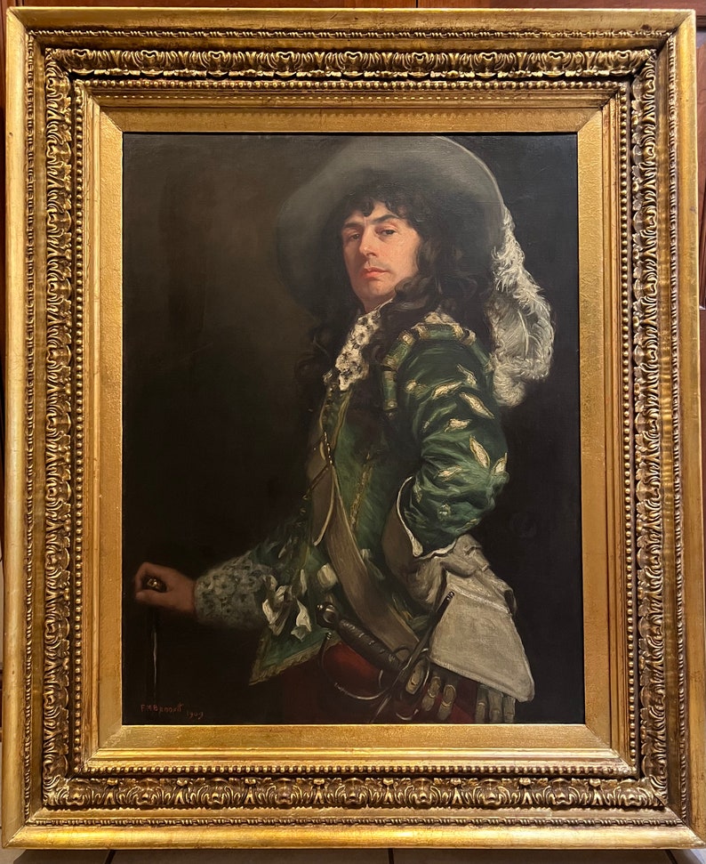 Frank Moss Bennett, Oil on Canvas Painting, Cavalier or Swashbuckler ...