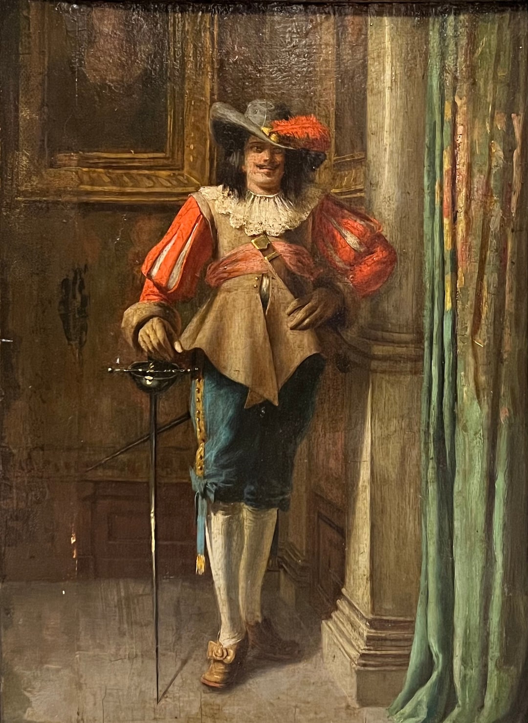 French School, 19th Century Oil on Panel Depicting Soldier With Rapier ...