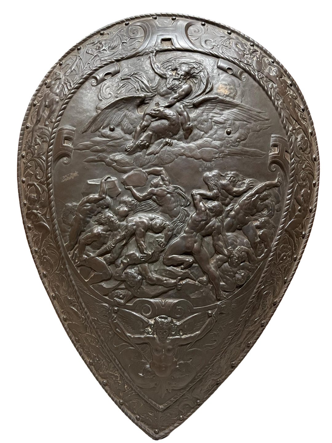 19th Century Cast Iron Reproduction Parade Shield - Jupiter Defeating ...