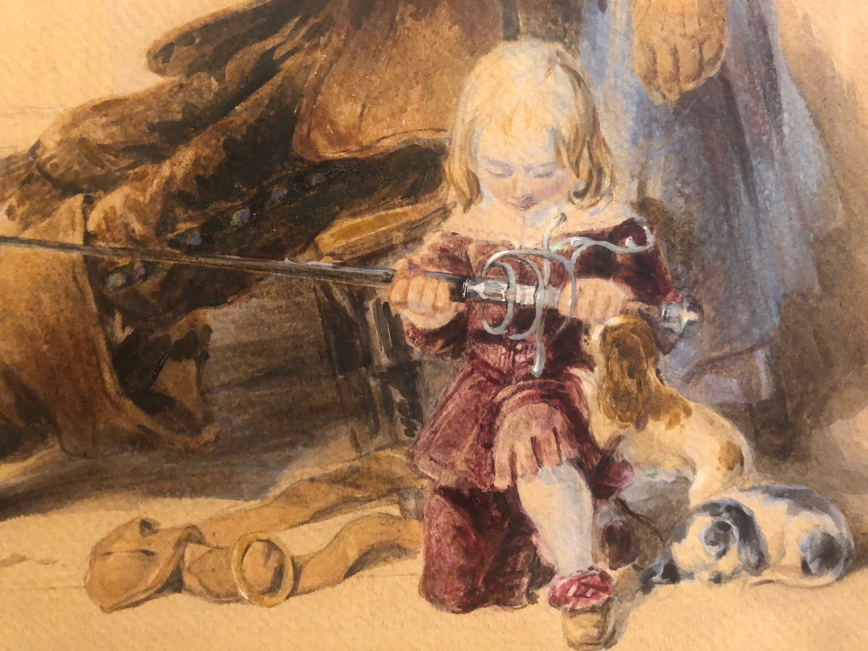 Antique Watercolor Painting by Joseph J. Jenkins Tavern Scene With Arms ...