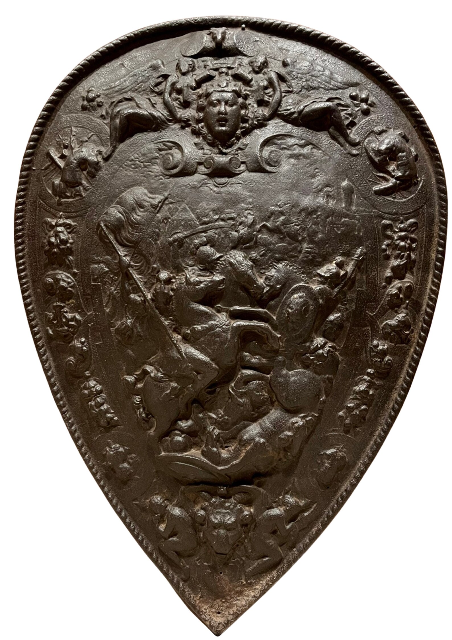19th Century Heavy Cast Iron Shield With Battle Scene - Etsy