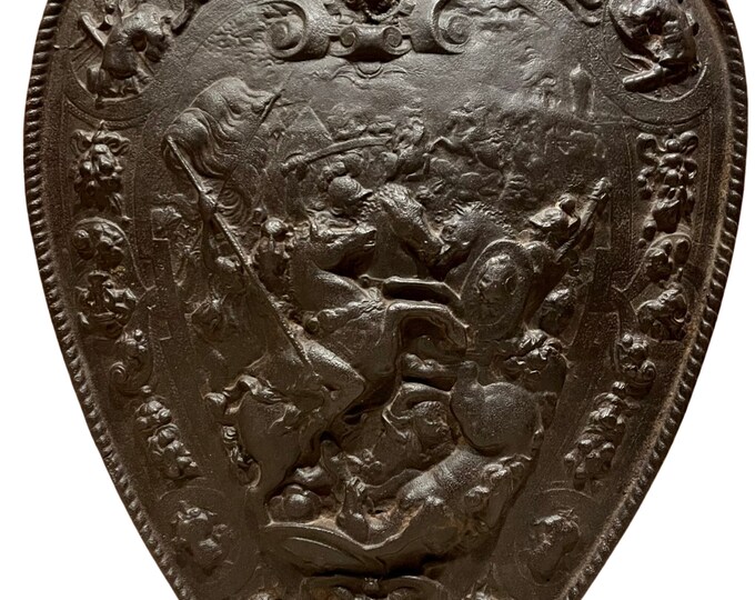 19th Century Heavy Cast Iron Shield With Battle Scene - Etsy