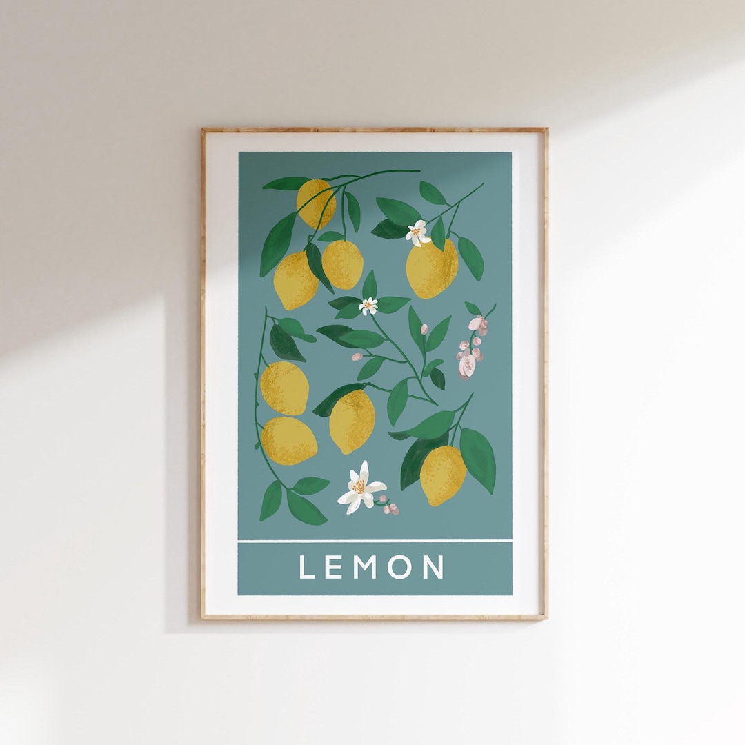 A4 Lemon Wall Art, Lemon Art Print, Illustrated Art Print, Lemon ...