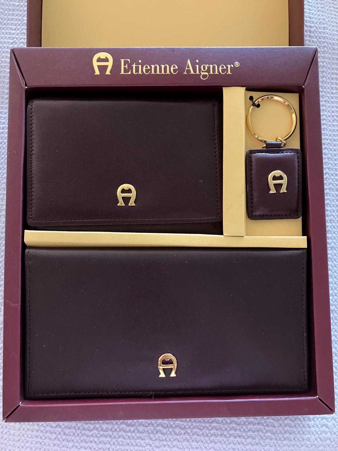 Vintage Aigner Wallet, Checkbook Cover and Key Ring - Etsy