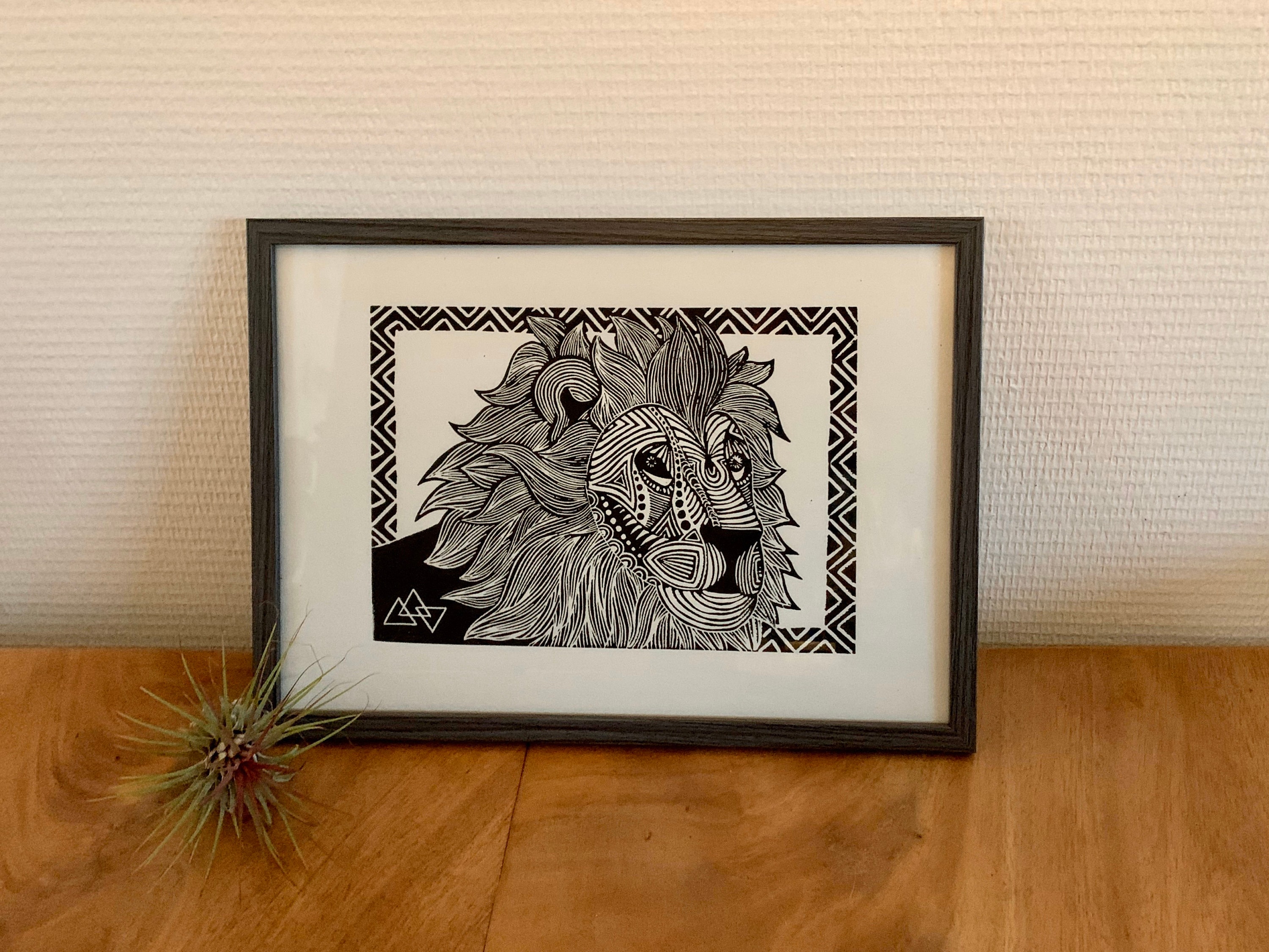 Lion Handmade Art Print Linocut - Etsy