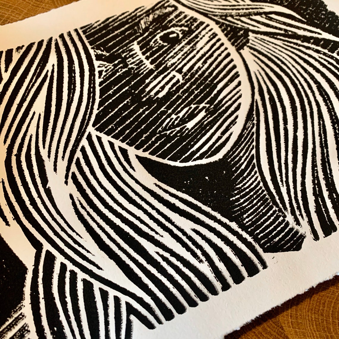 Grunge Girl Handmade Art Print Linocut Woman - Etsy UK