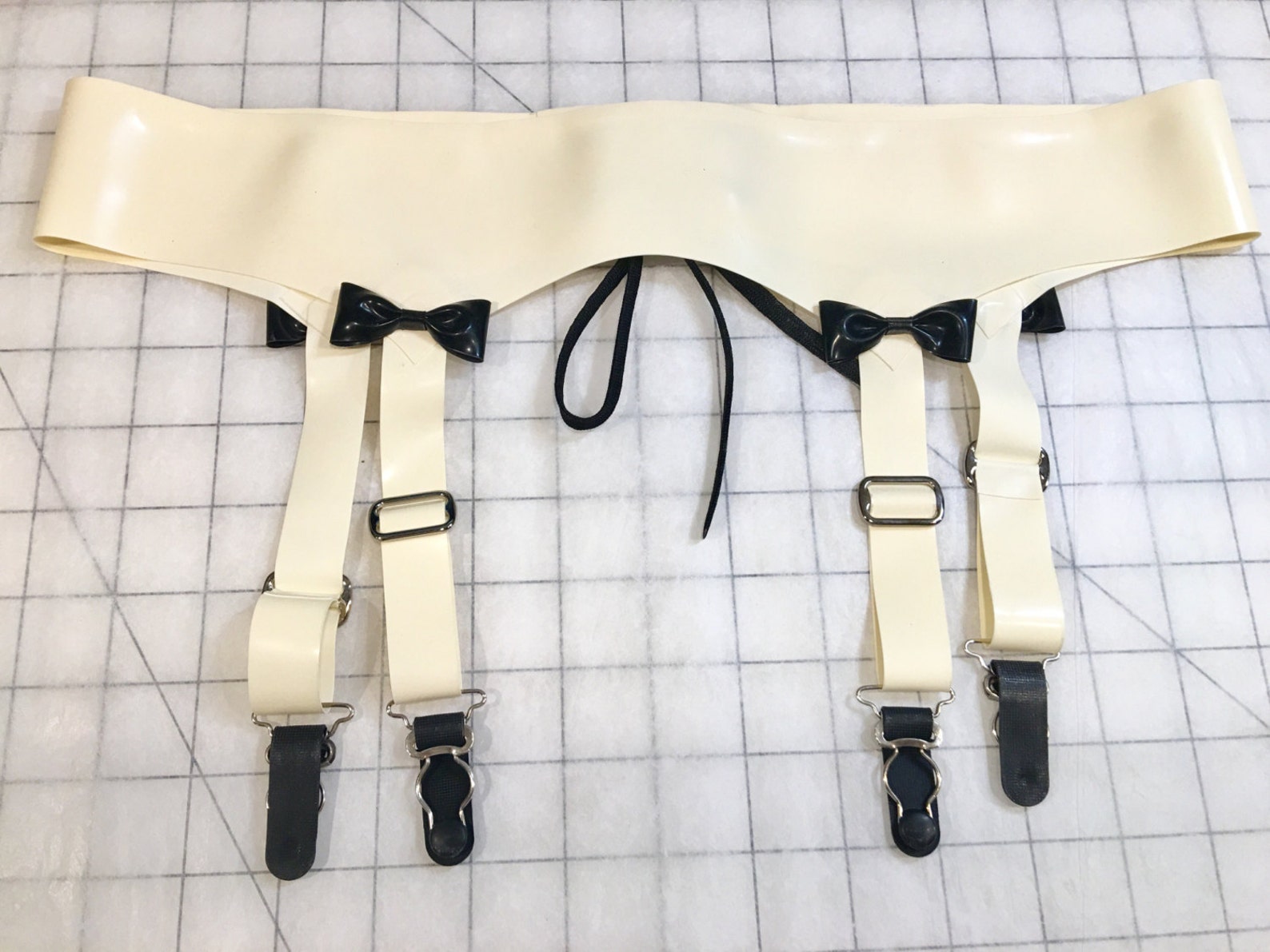 Latex Low Bow Garter Belt - Etsy