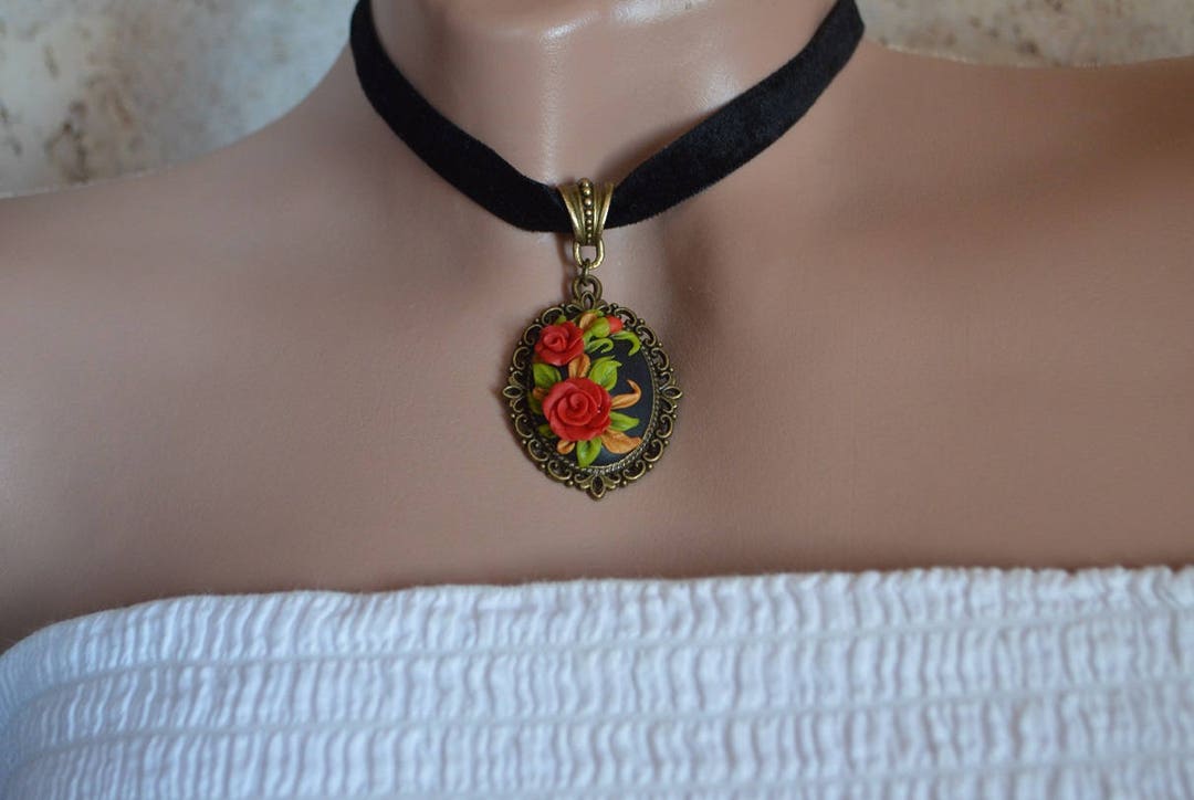 Red Rose Necklace Girl Power Valentine's Day Gift Pendant Necklace ...