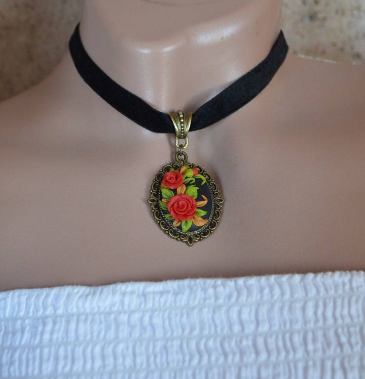 Red Rose Necklace Girl Power Valentine's Day Gift Pendant Necklace ...