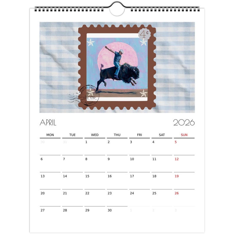 Western Retro Wall Calendars 2026 (US & CA), Bucking Bronco Calendar ...