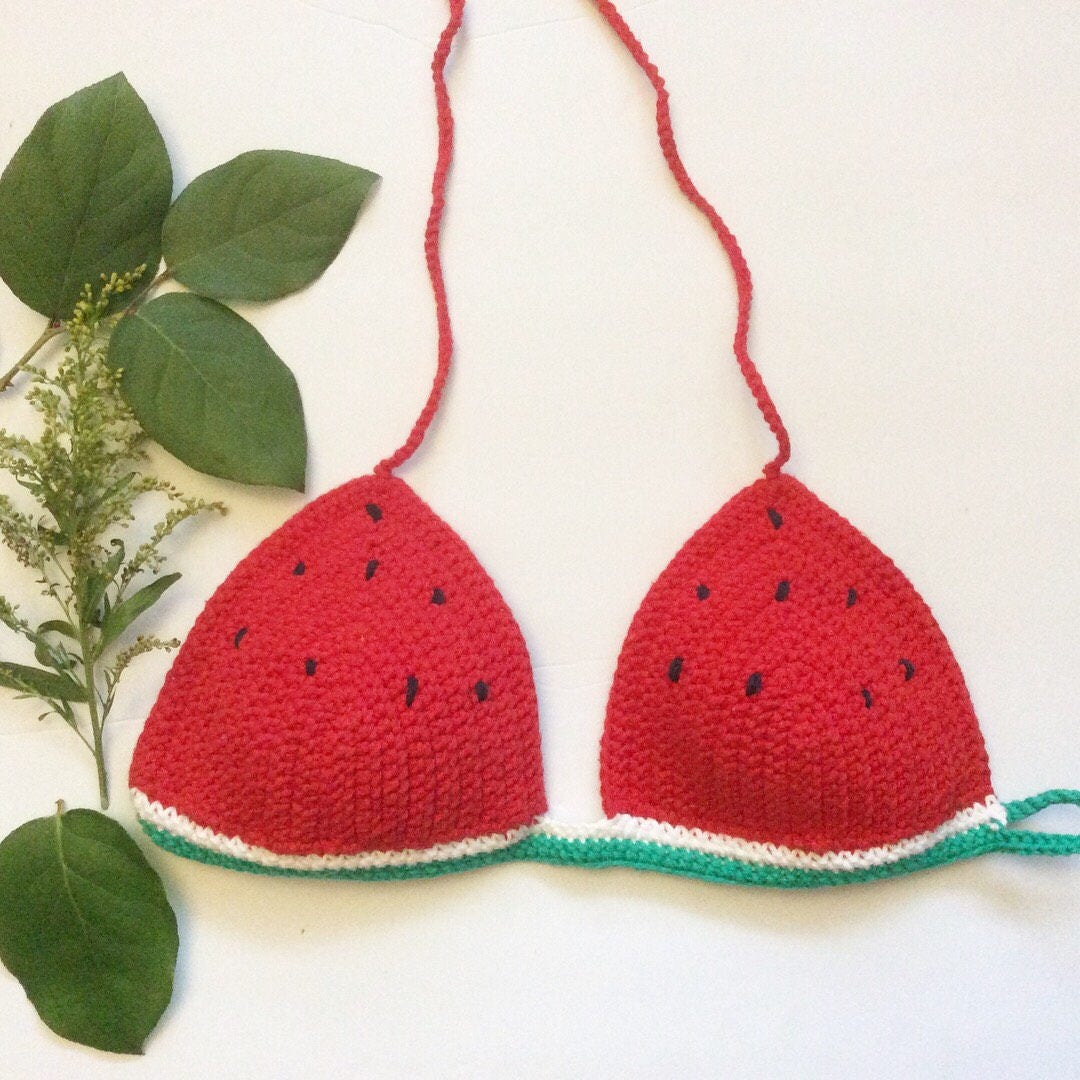 Sale Watermelon Crochet Bikini Halter Festival Top 100 Cotton